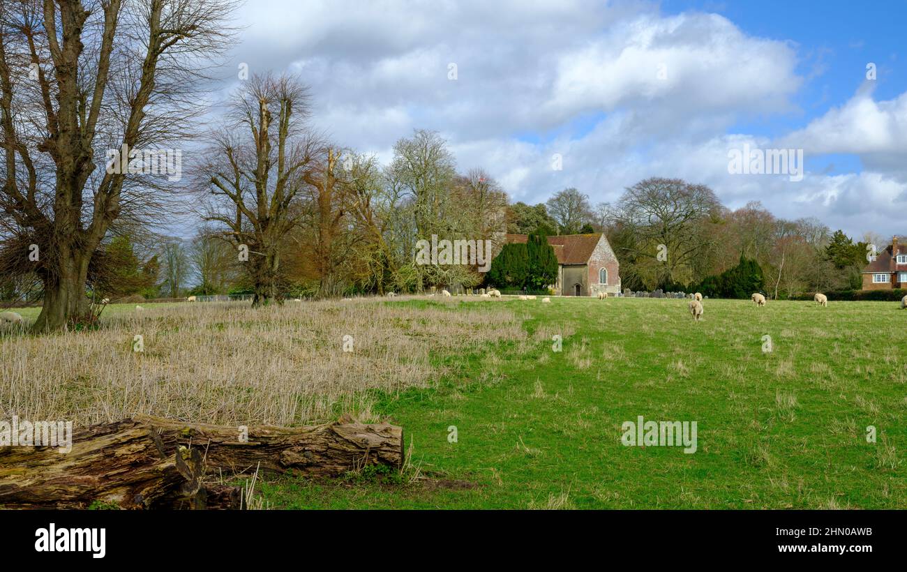 Soberton, UK - March 1, 2020: St Peter's Church, Soberton in the Meon ...