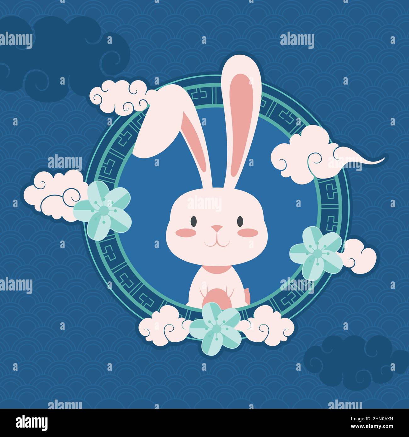 rabbit and clouds chinese moon festival Stock Vector Image & Art - Alamy