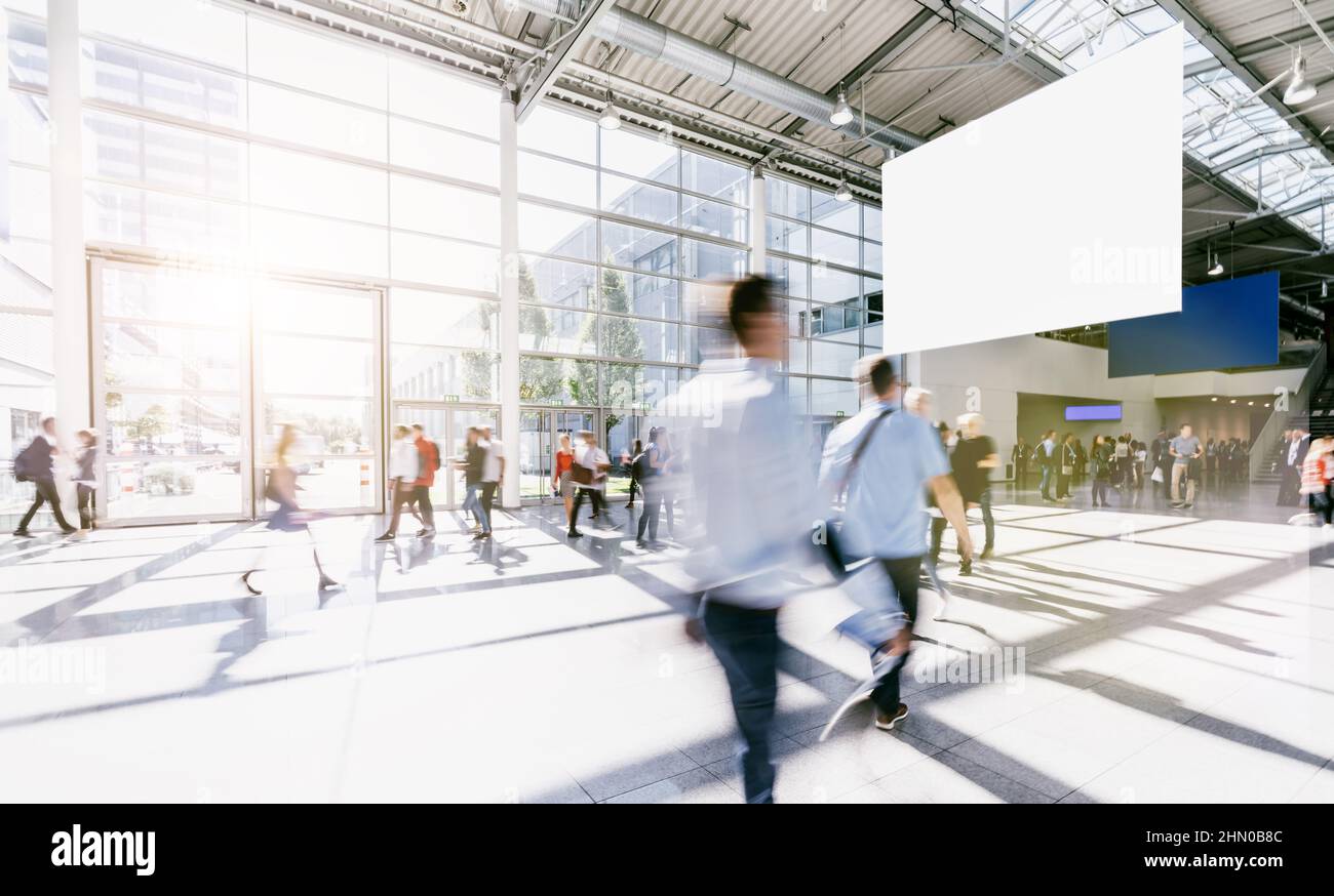 Crowd of anonymous people walking, with copy space banner Stock Photo ...