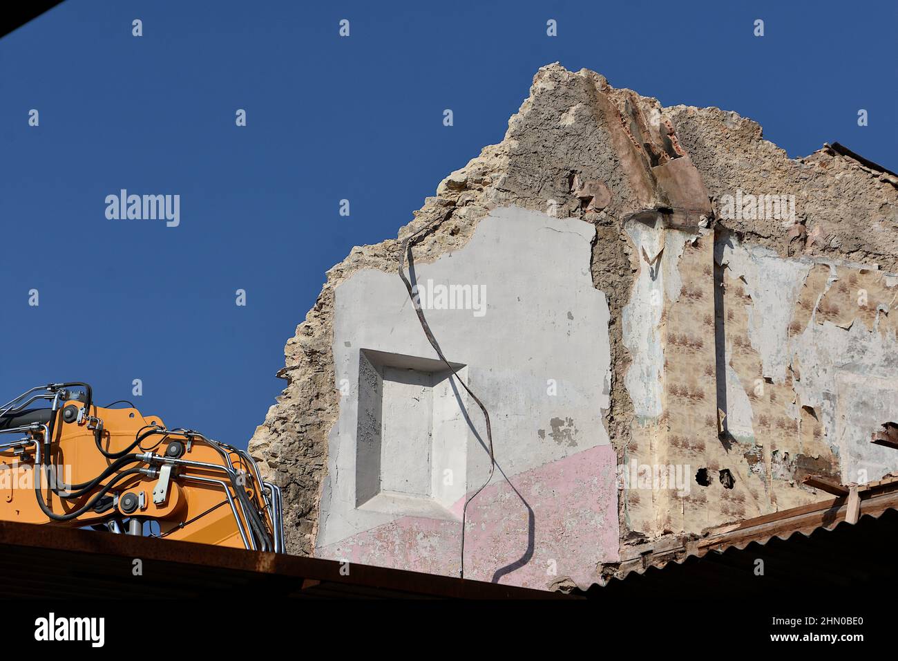 Marseille, France. 12th Feb, 2022. View of a dilapidated building being ...