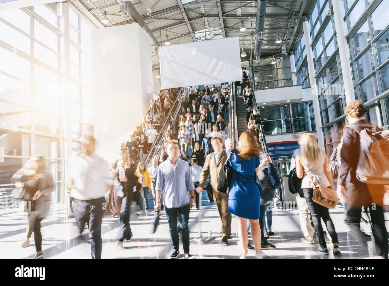 Crowd of anonymous people walking, with copy space banner Stock Photo ...