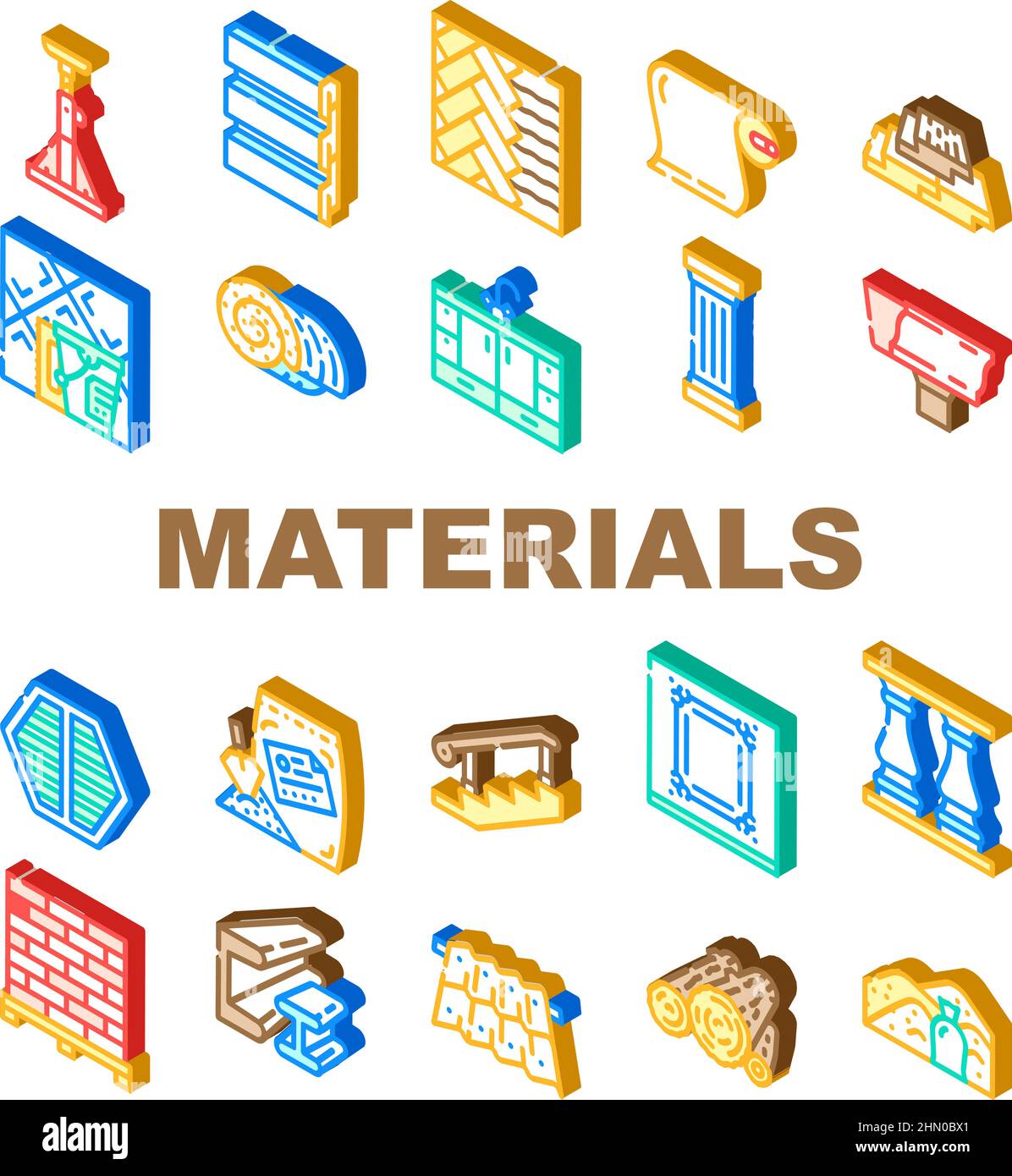 Building Materials And Supplies Icons Set Vector Stock Vector Image ...