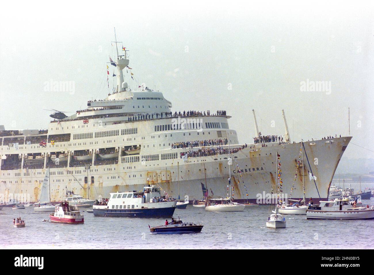 Royal Marines on the P&O cruise ship, the SS Canberra, a troop ship ...