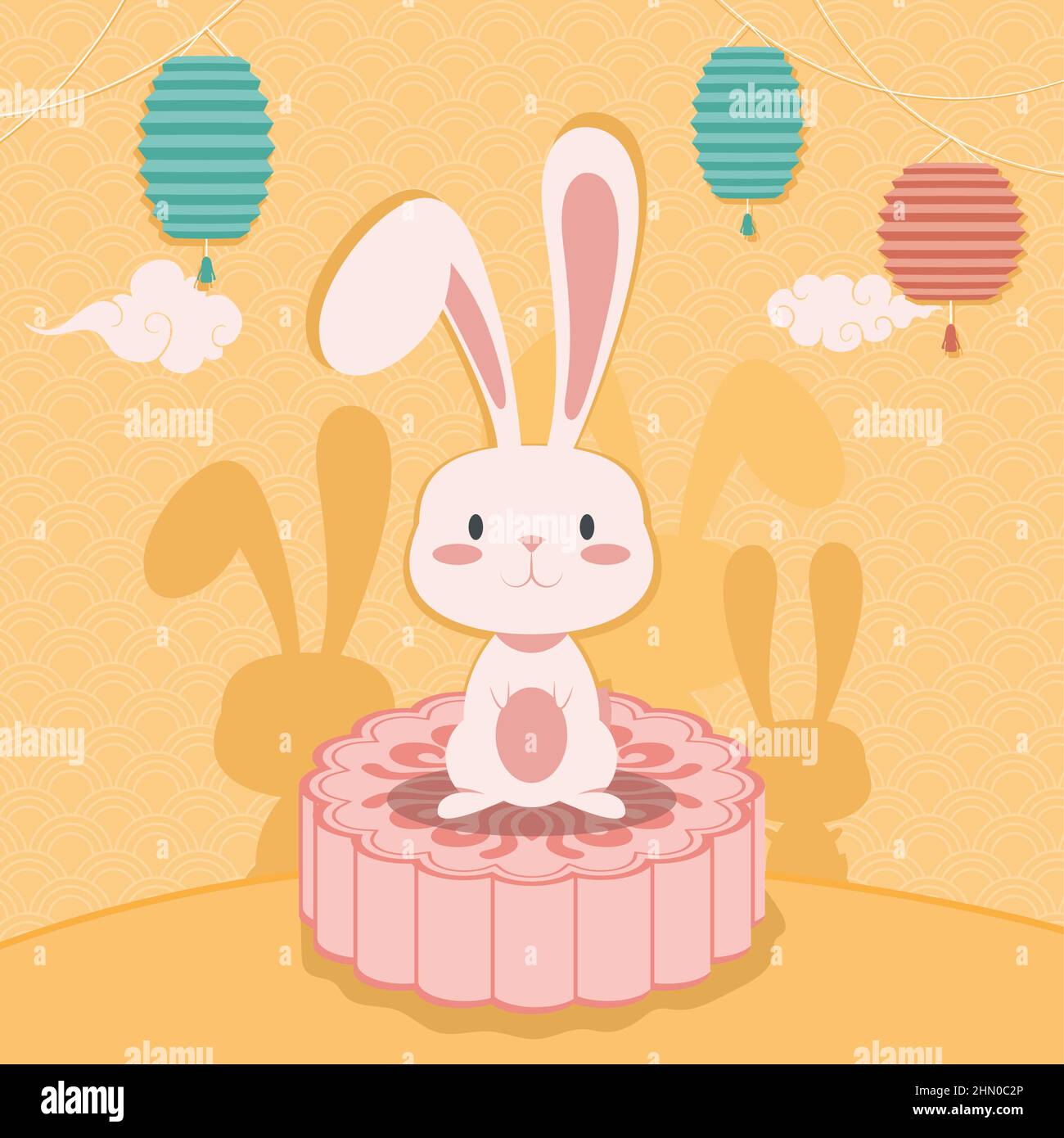 rabbit and lamps chinese moon festival Stock Vector Image & Art - Alamy