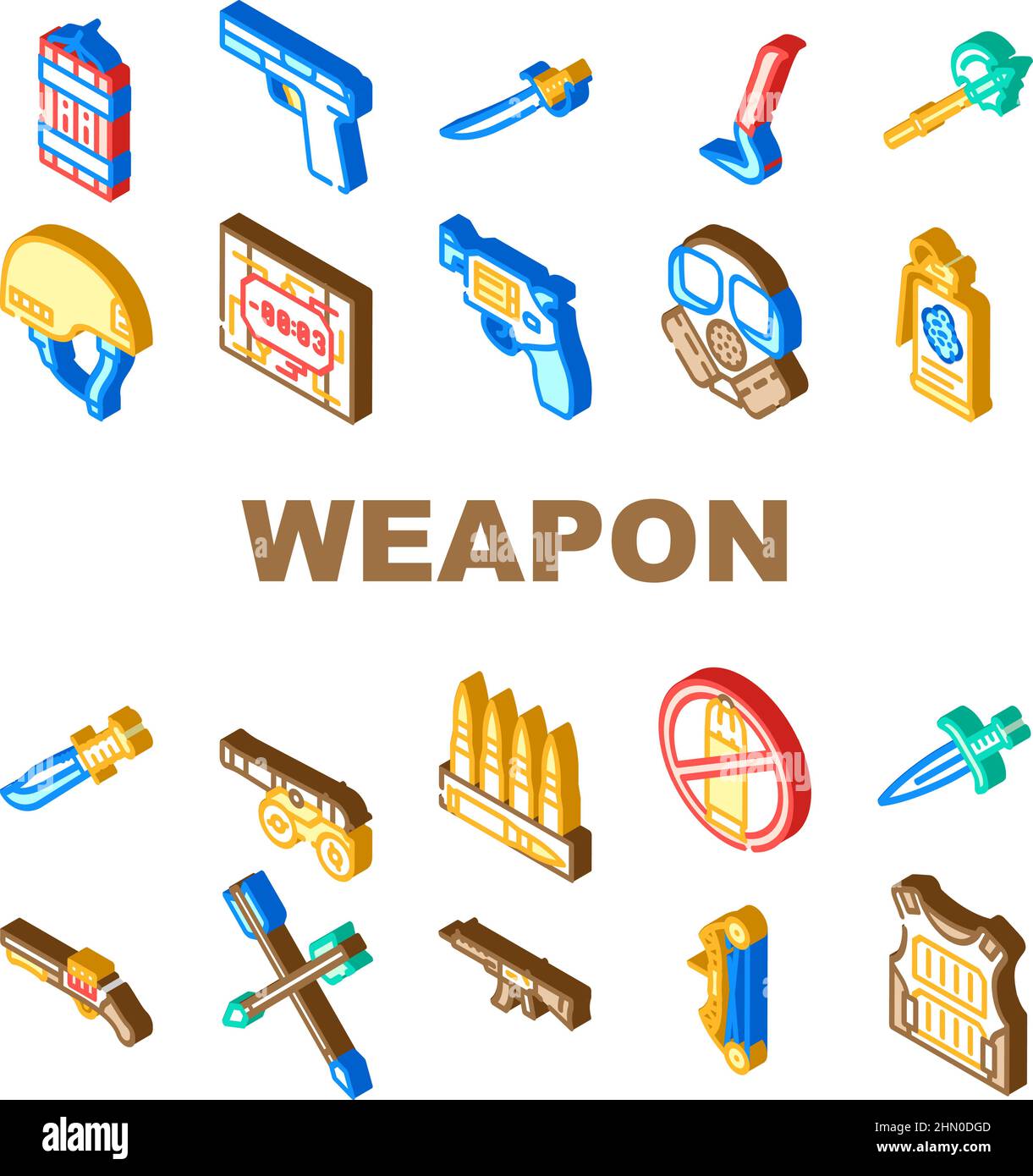 Weapon Military Army Equipment Icons Set Vector Stock Vector Image ...
