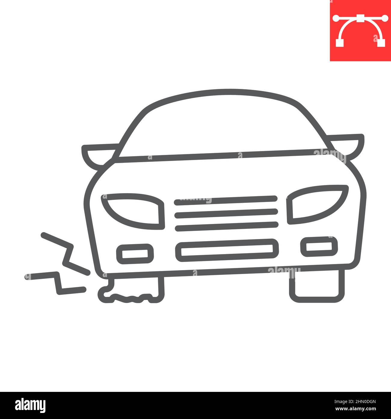 Tire burst line icon, vehicle and car accident, car tire leak vector ...