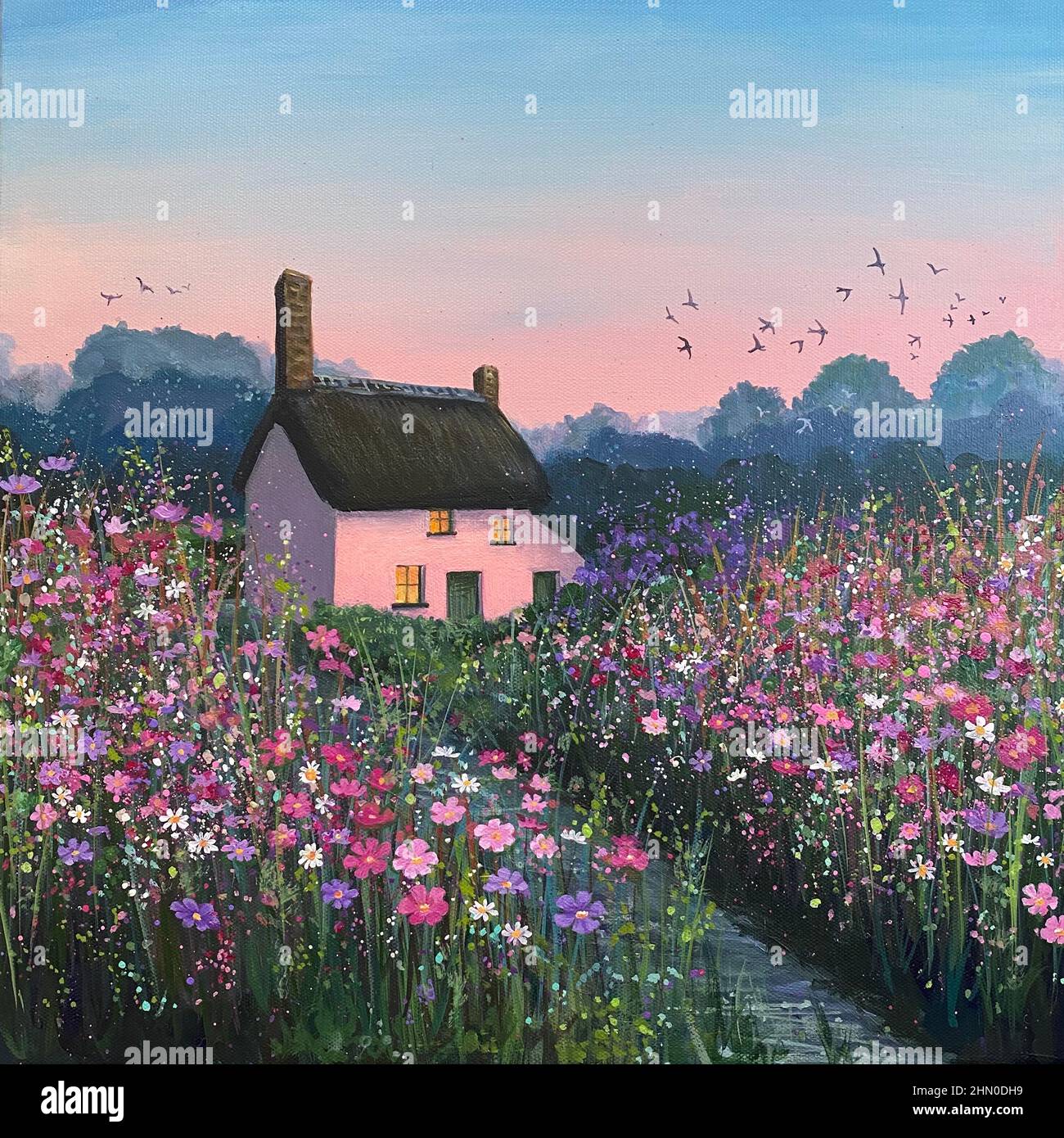 Painting Of Cottage Garden High Resolution Stock Photography and Images ...