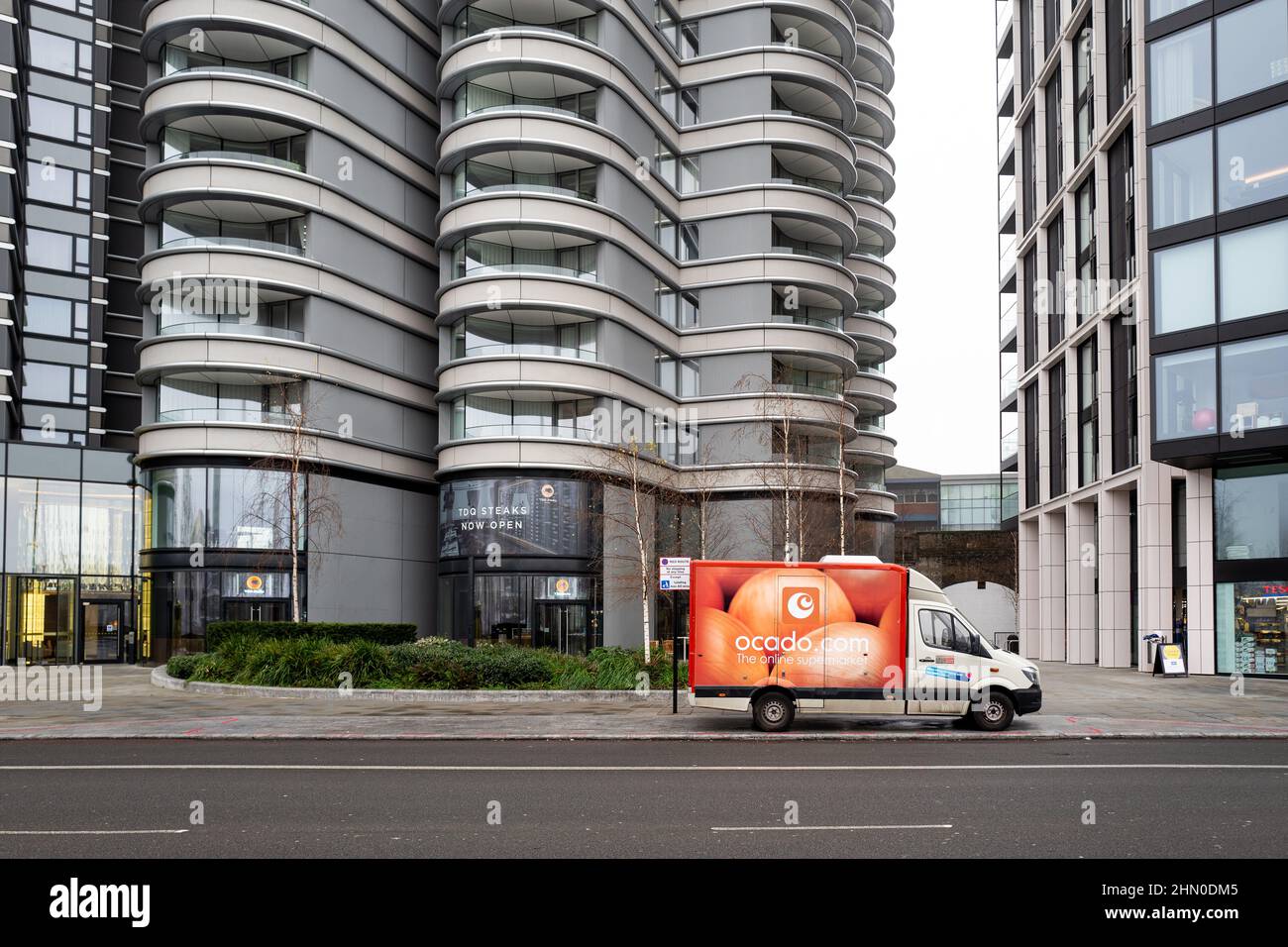 Ocado Van parked in front of a tower block In Lambeth, London UK Stock ...