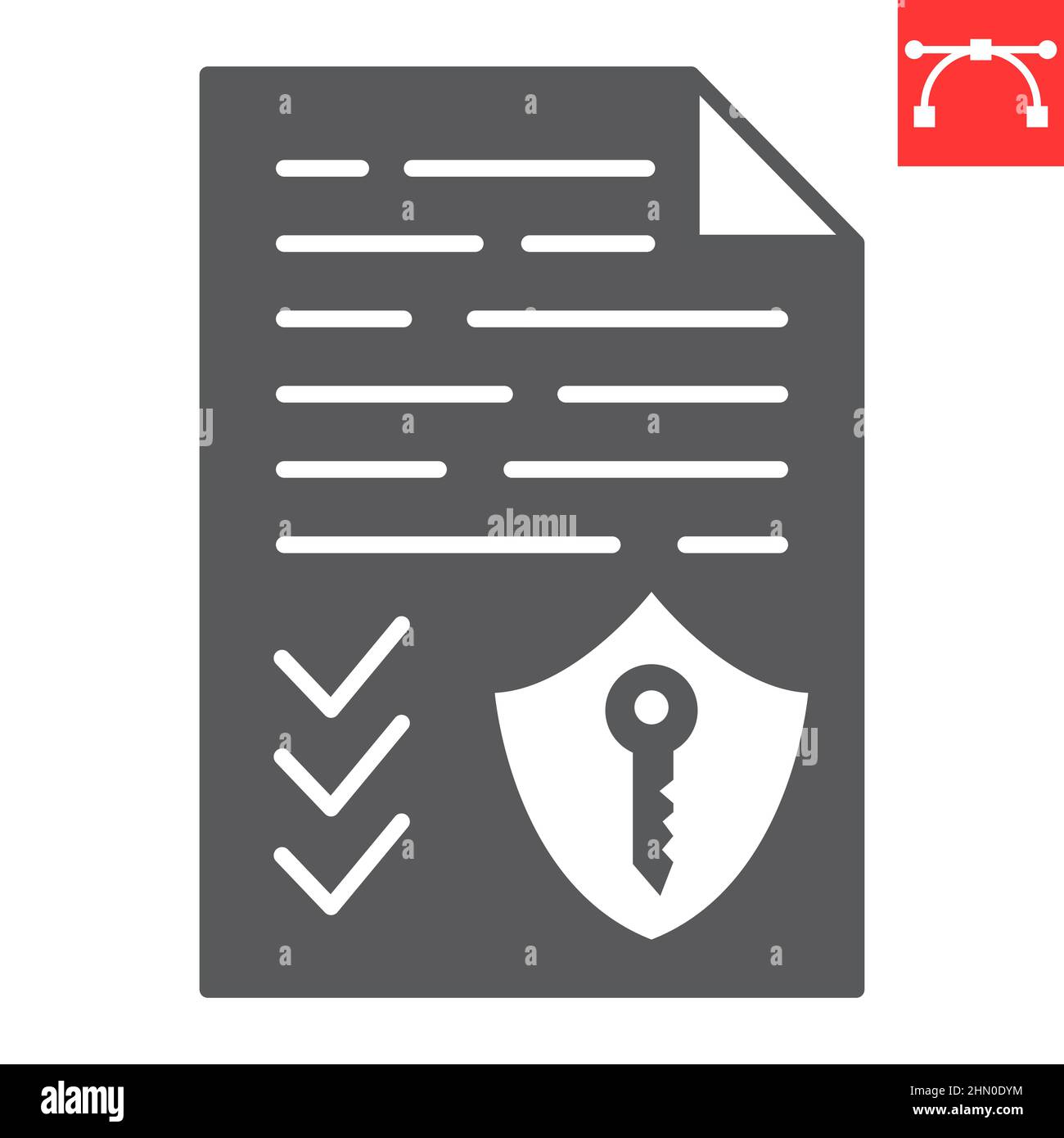 Car insurance policy glyph icon, agreement and check list, insurance ...