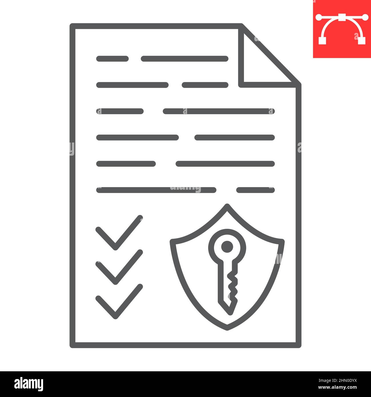 Car insurance policy line icon, agreement and check list, insurance ...