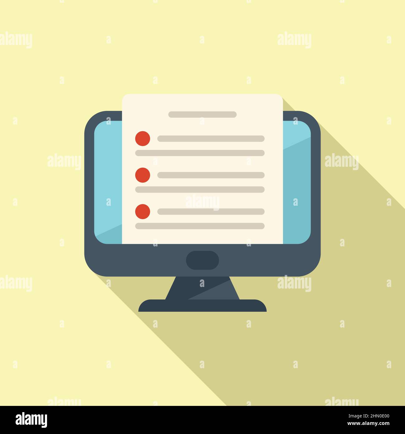 Pc work list icon flat vector. Business checklist Stock Vector Image ...