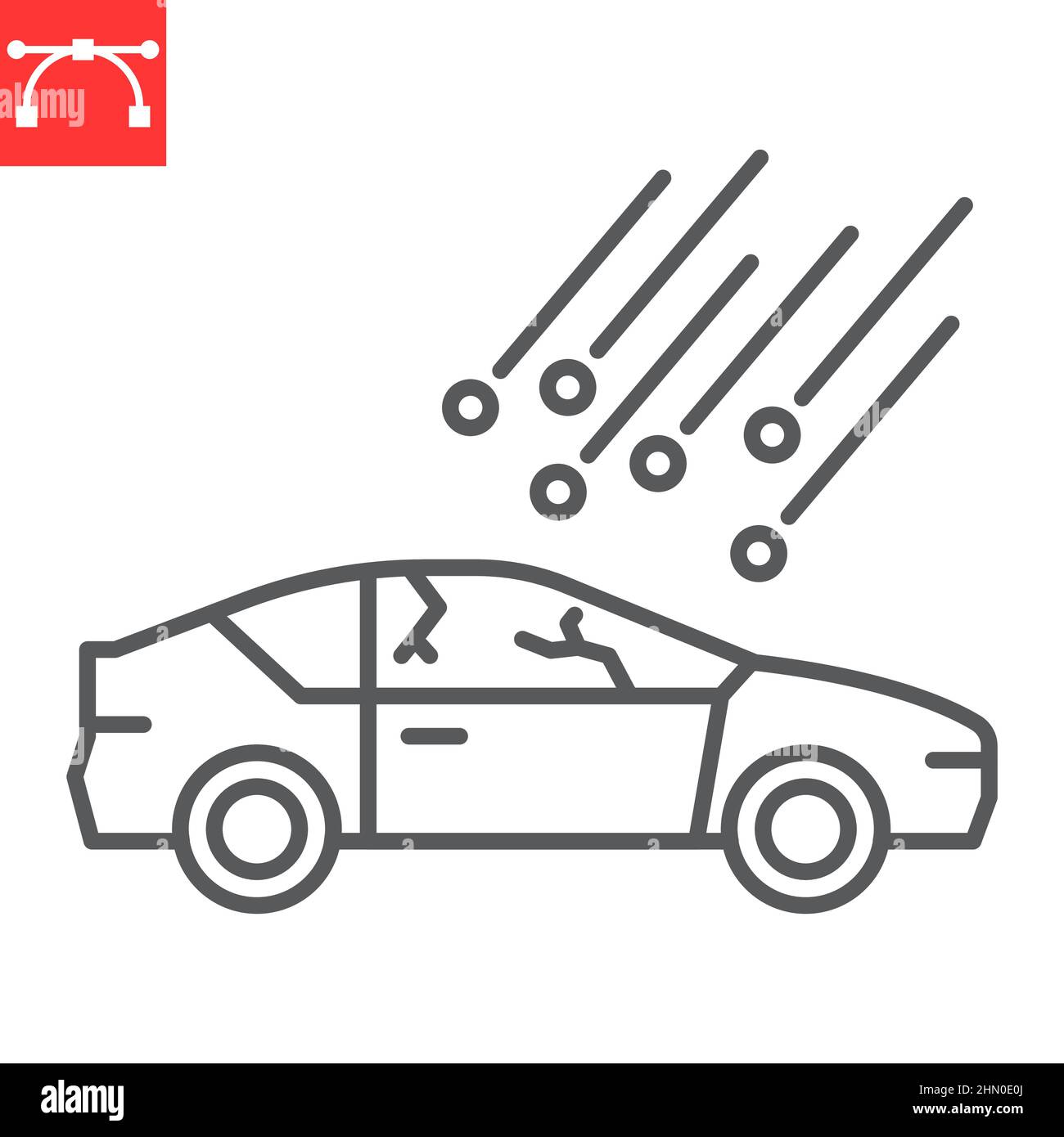 Hail damage line icon, insurance and car accident, hail on the car ...