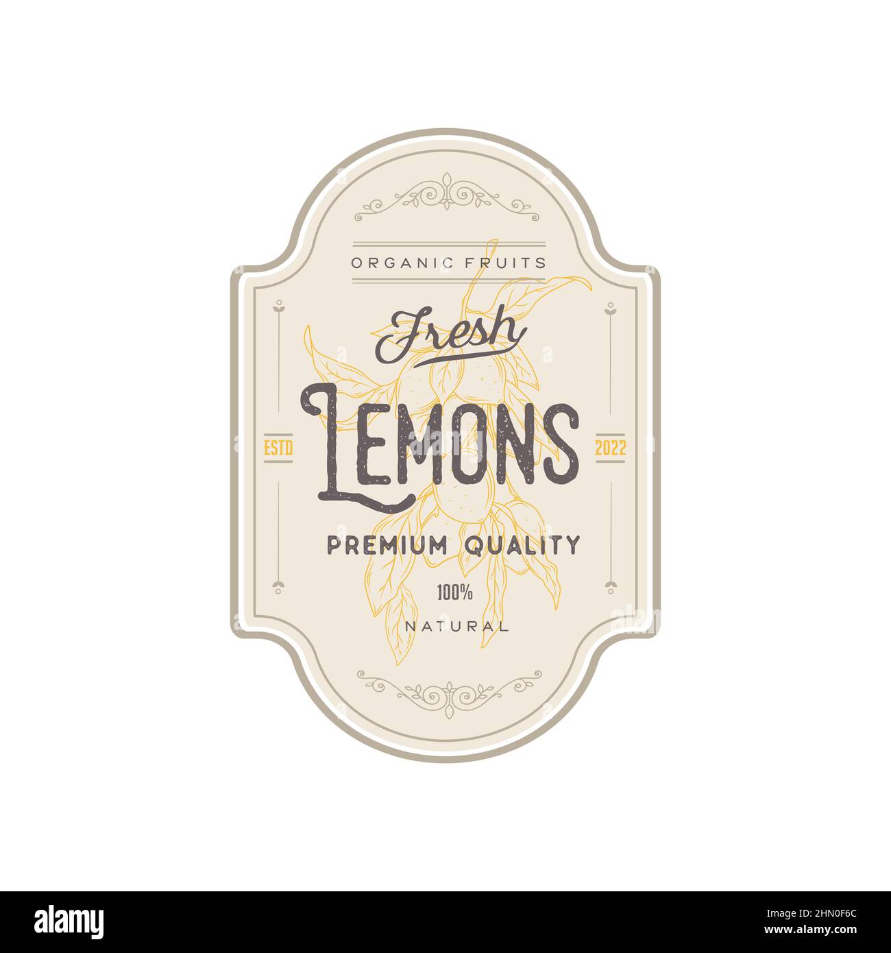 Lemon Badge or Logo Template. Vintage Premium Emblem. Isolated Stock ...