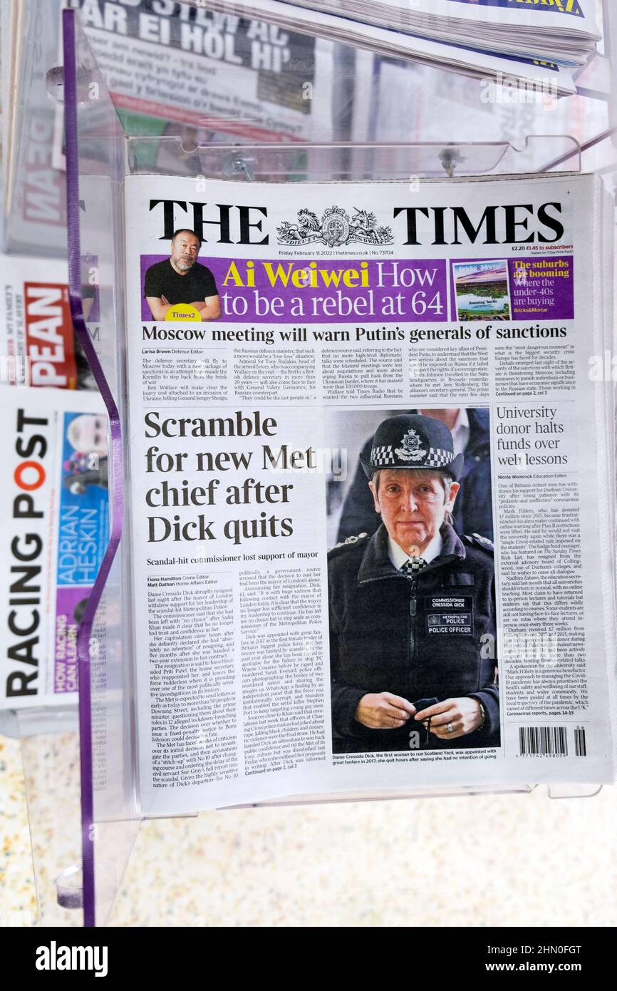 The Times newspaper headline front page Cressida Dick resignation ...