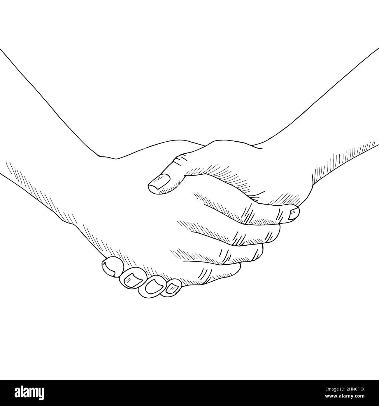 Handshake graphic black white sketch illustration vector Stock Vector ...