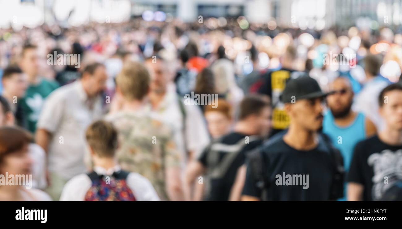 crowd of people in a shopping center, Intentionally blurred Stock Photo ...