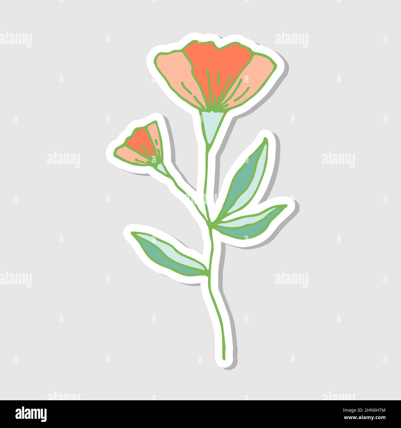 Simple abstract hand drawn flower. Stickers with flowers for the album ...
