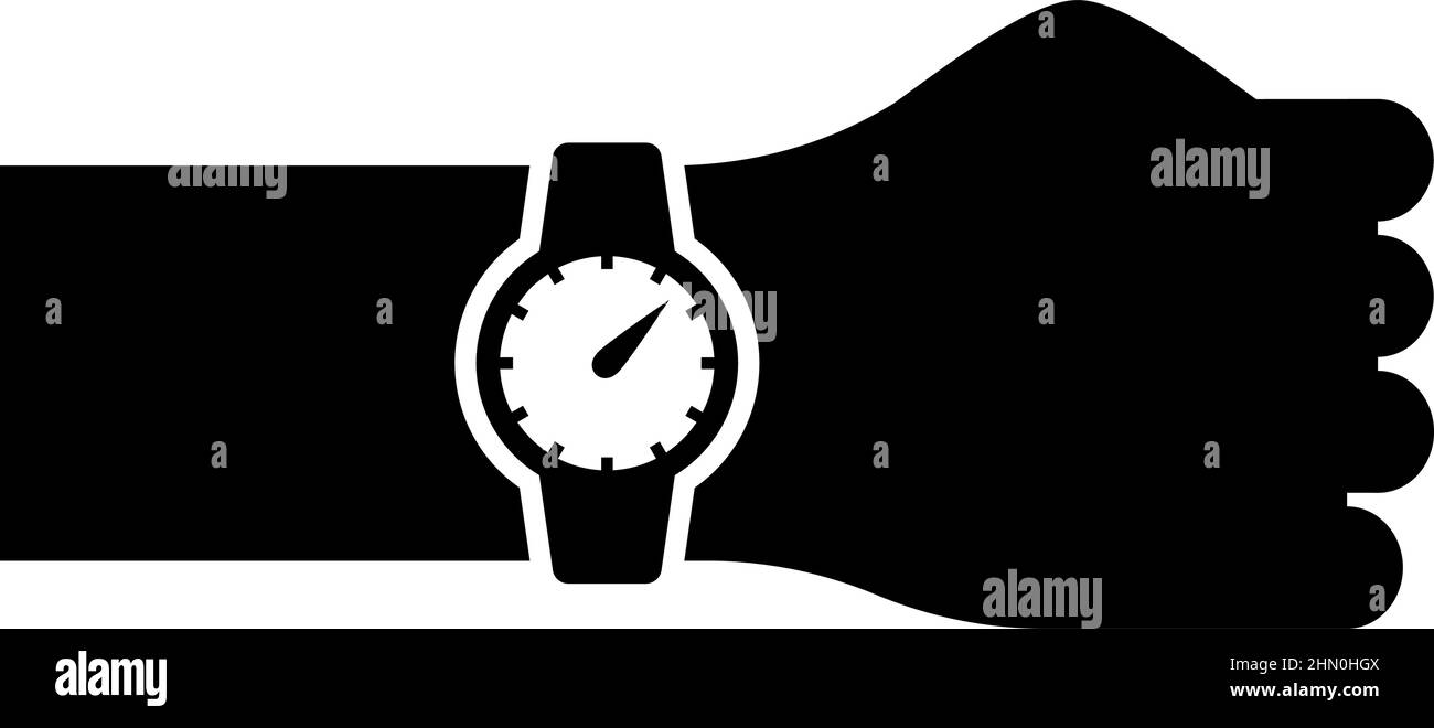 Wristwatch on hand Time on watch hand icon black color vector ...