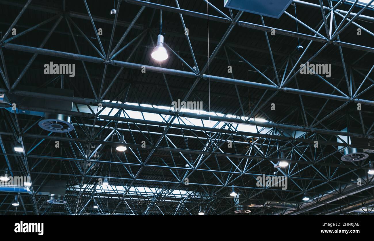 Spot Lights and ventilation system in a industrial building or ...