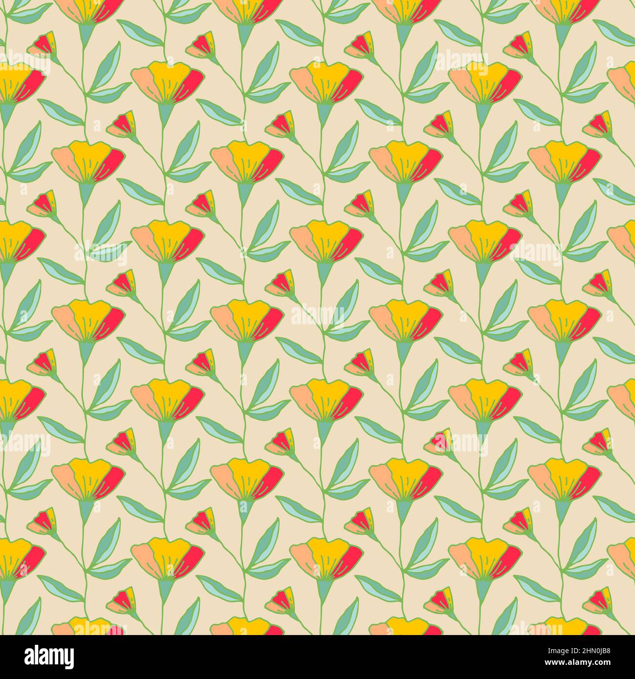 Colorful seamless floral pattern. Spring bright background with flowers ...