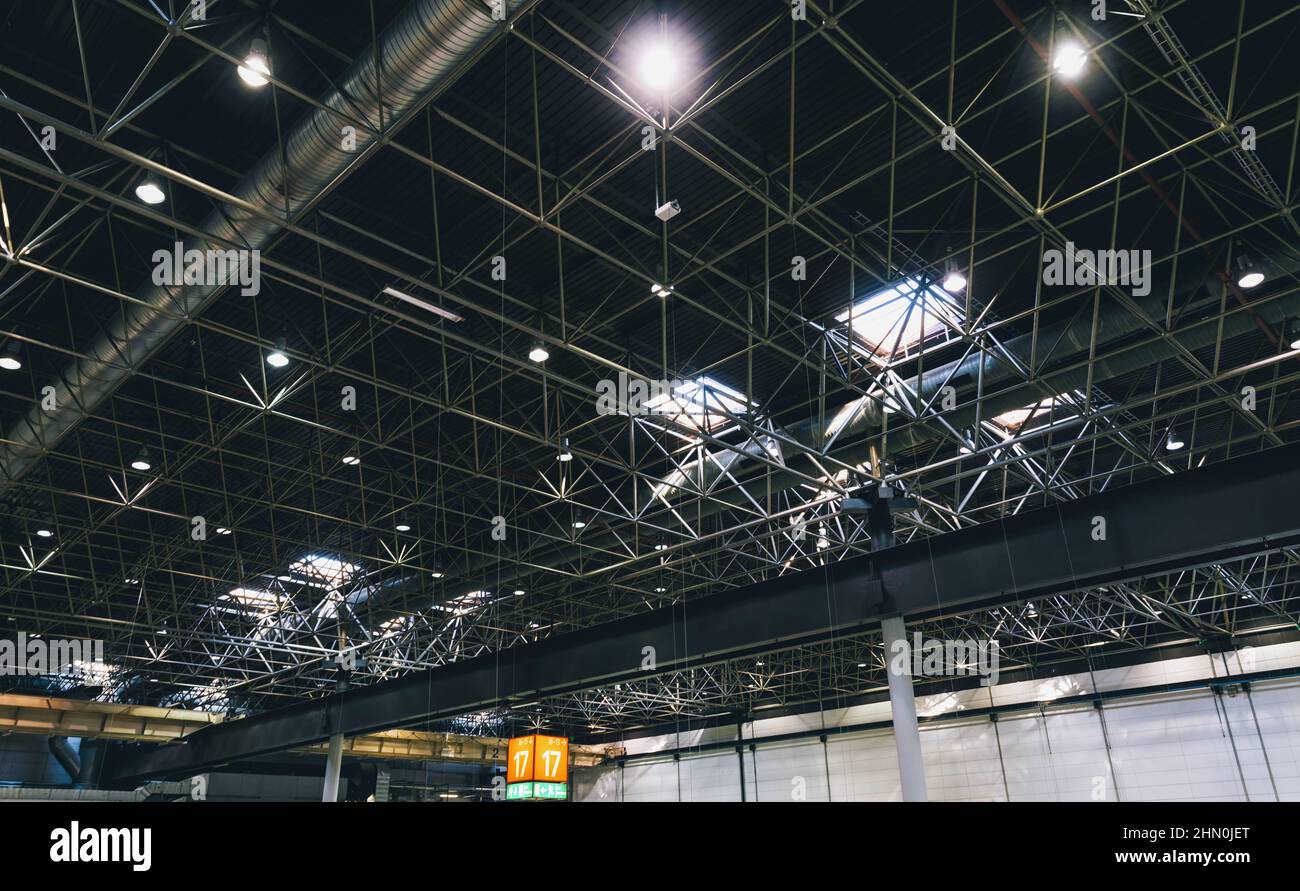 Lights and ventilation system in a industrial building, exhibition Hall ...