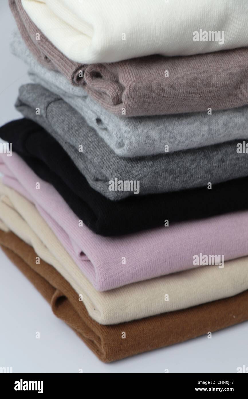 Wool jumpers wardrobe hi-res stock photography and images - Alamy