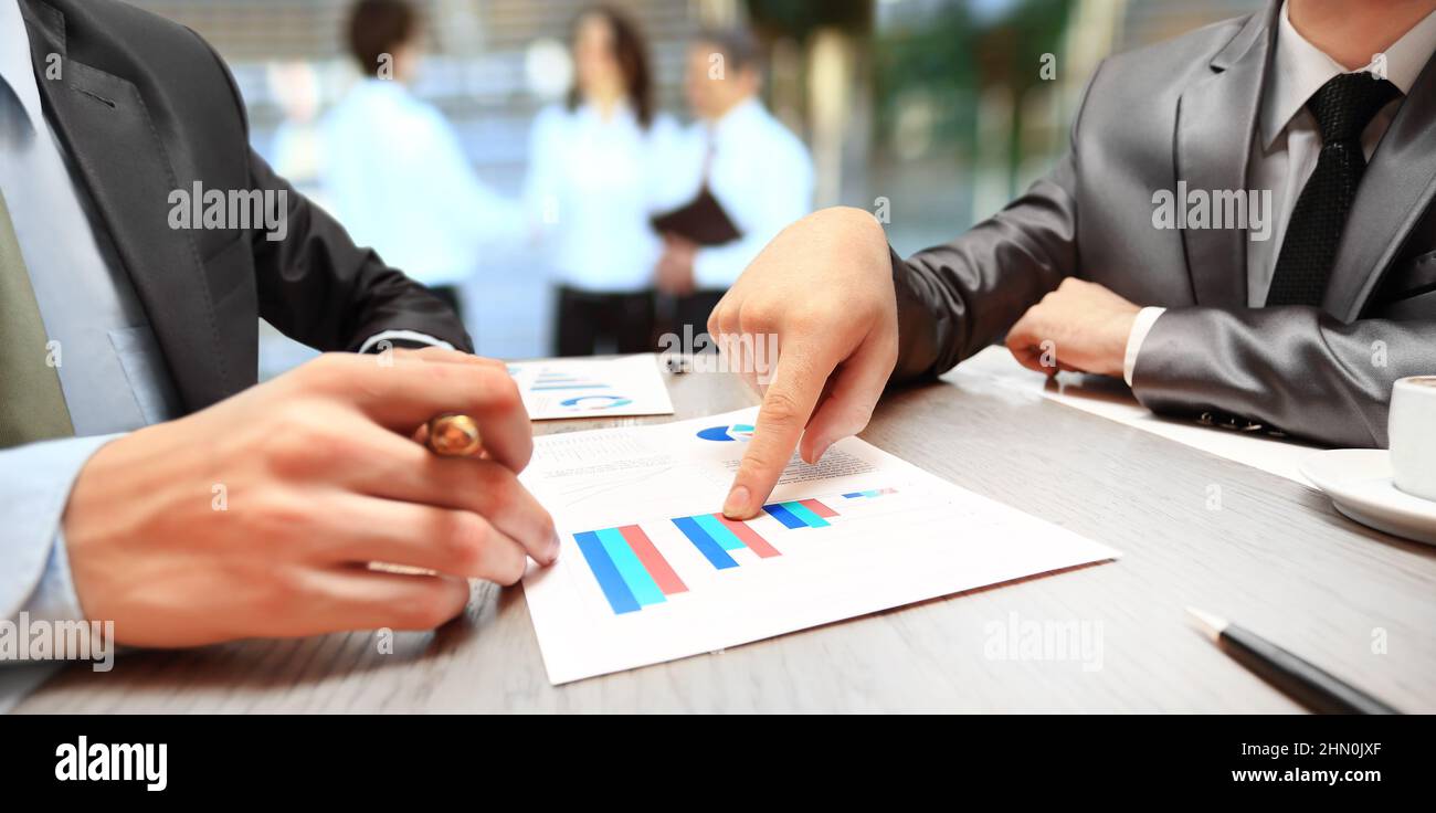 Graphs, charts, business table. The workplace of business people Stock ...