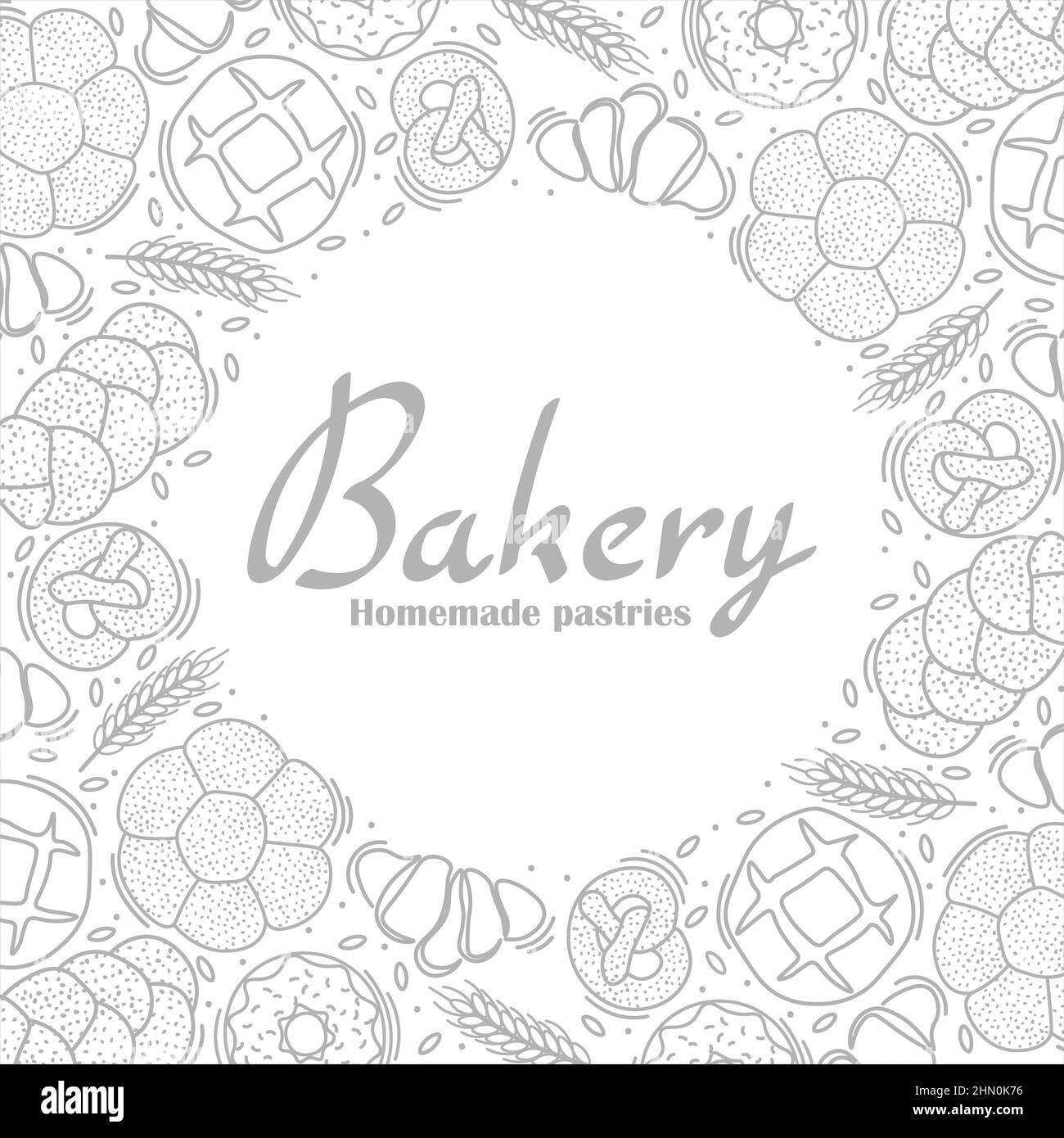 Trendy vector design for bakery or cafe.Illustrations of buns, bread ...