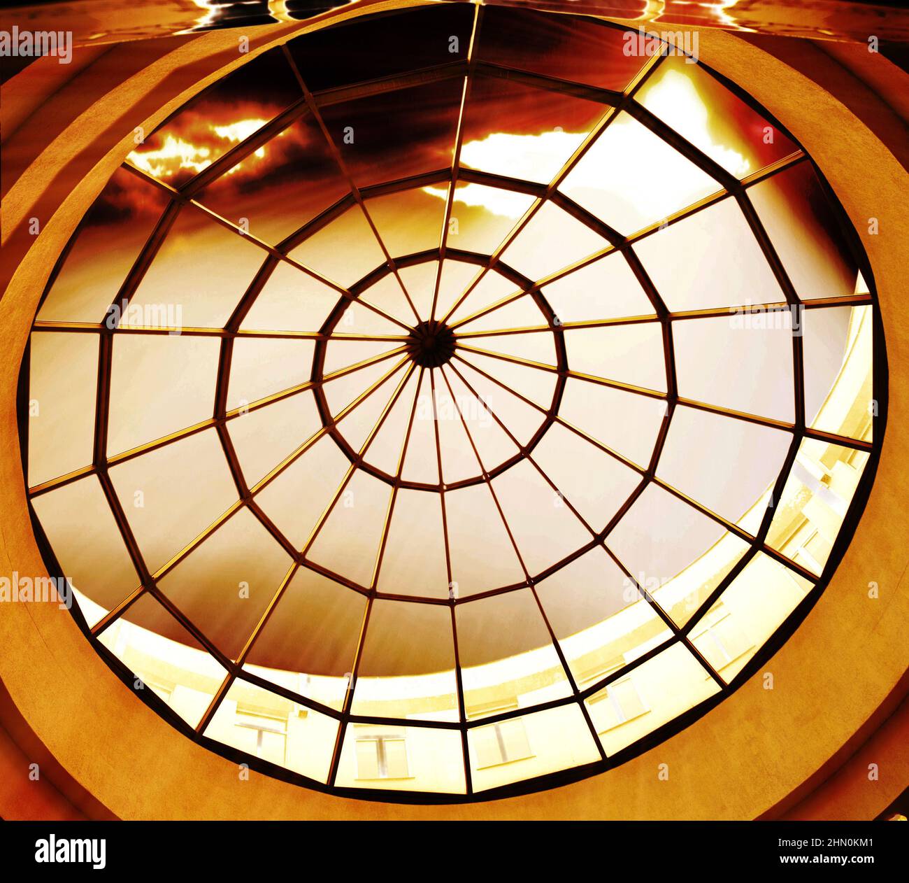 round glass roof with an incredibly beautiful sunset Stock Photo - Alamy