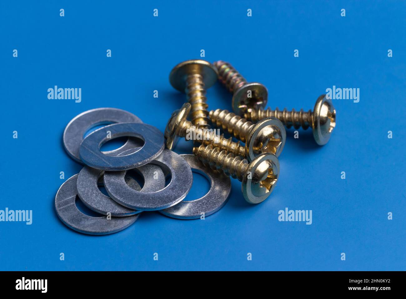 Screws and Washers. Industrial background. Home improvement.bolts and ...