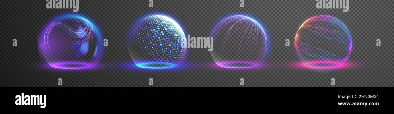 Sphere shield abstract energy protection spheres. Force field defence ...