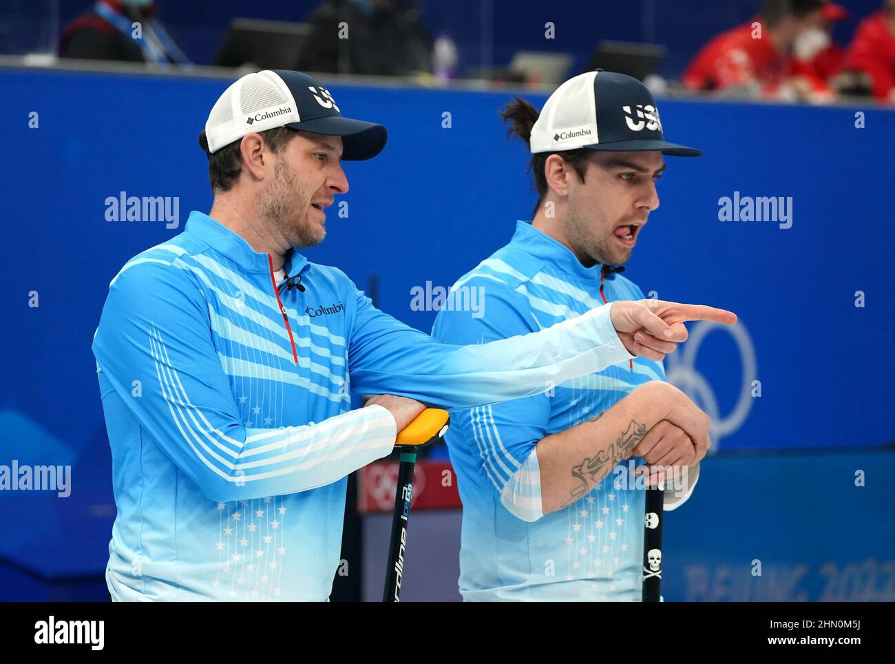 USA's John Schuster (left) and Christopher Plys during their match ...