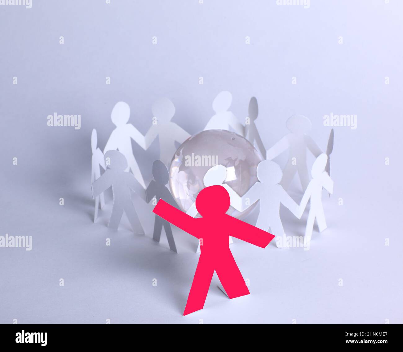 A leader man on abstract global map background Stock Photo - Alamy