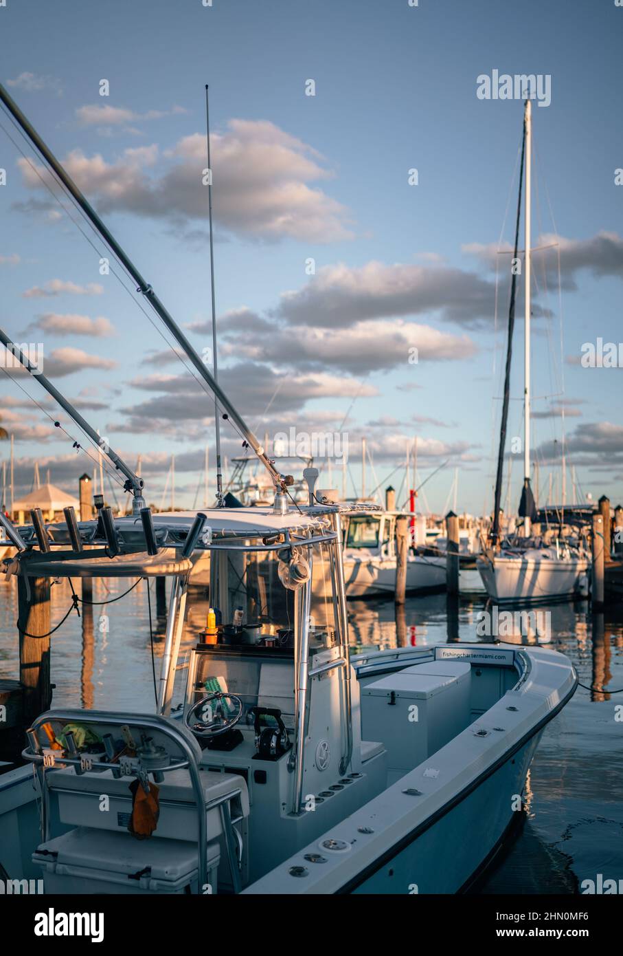 Beautiful view of a seaport with cloudy sky background Stock Photo - Alamy