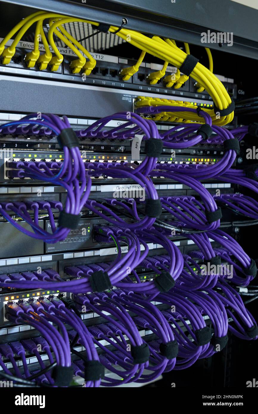 Data Cabinet Cabling back of data cabinet Stock Photo - Alamy