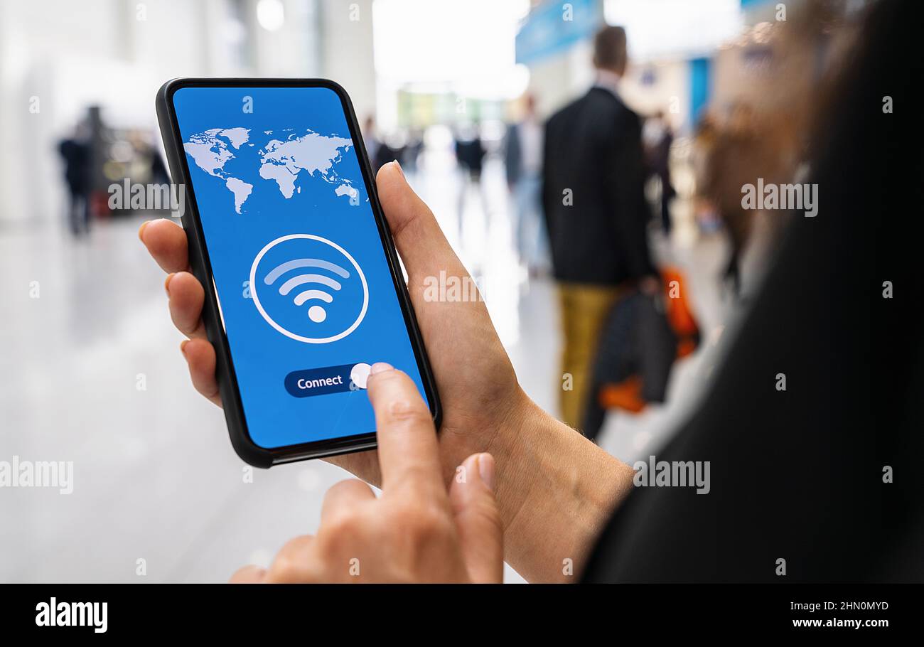 Woman Hands Holding Phone With App Vpn Creation Internet Protocols For