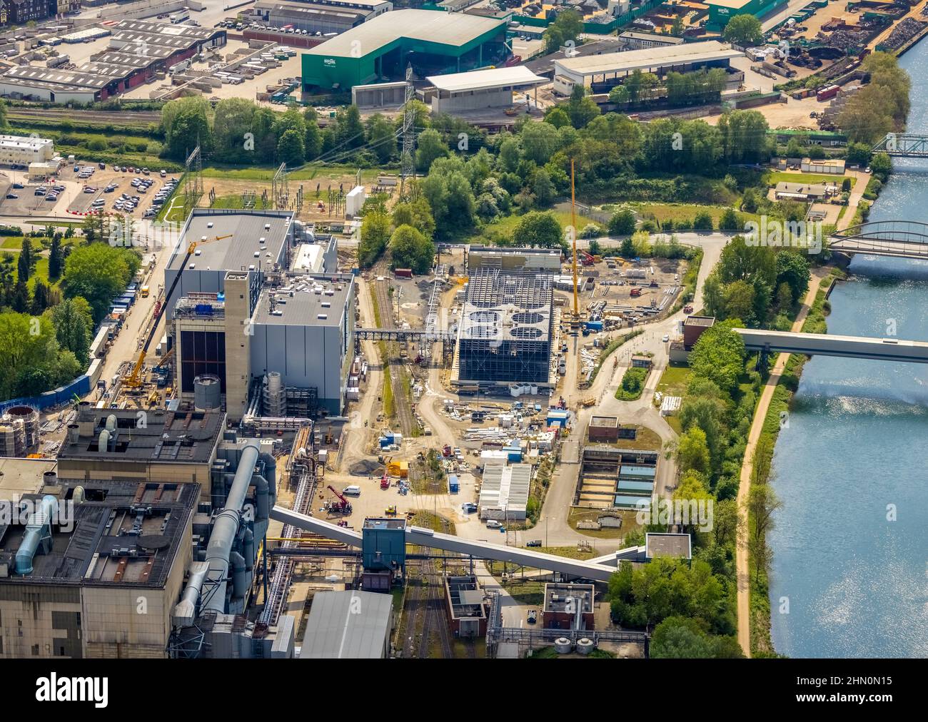 Aerial photograph, STEAG combined heat and power plant Herne, at STEAG ...