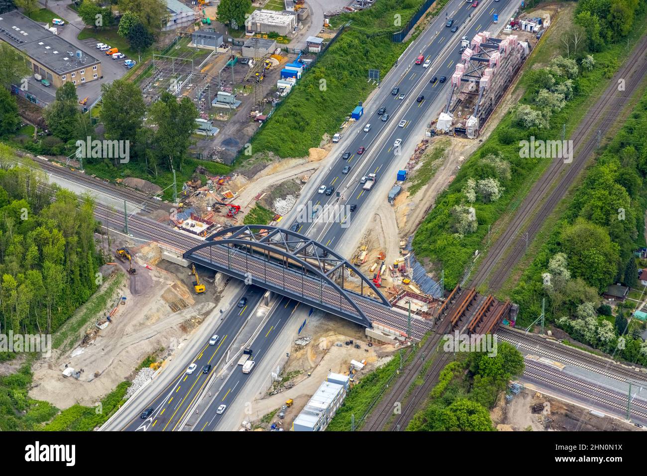 Construction site for new railway bridge over the a43 motorway hi-res ...