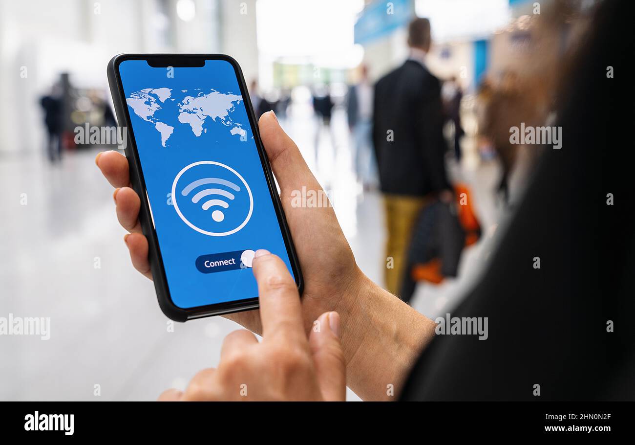 Woman hands holding phone with app vpn creation Internet protocols for ...