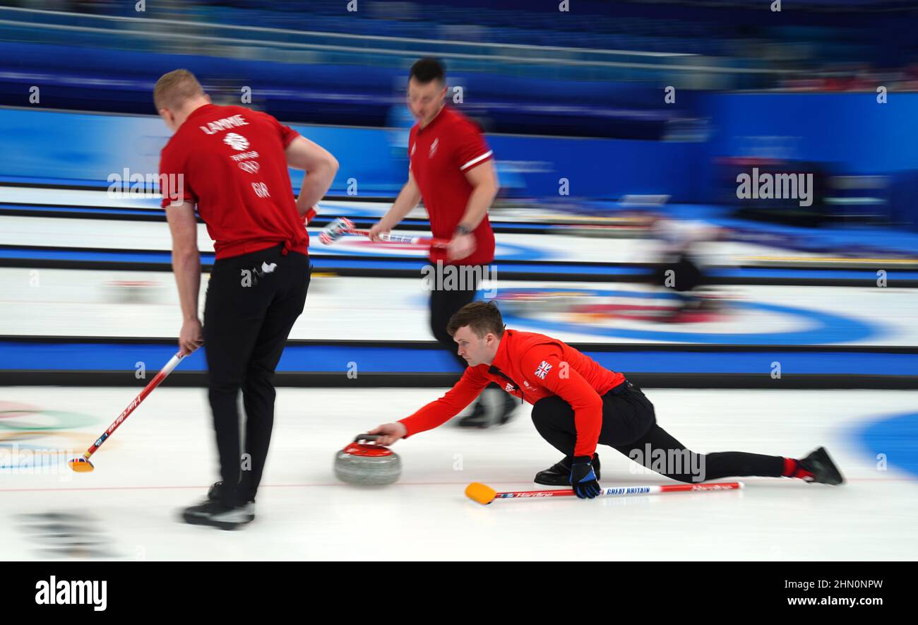Great Britain's Bruce Mouat in action during day nine of the Beijing ...