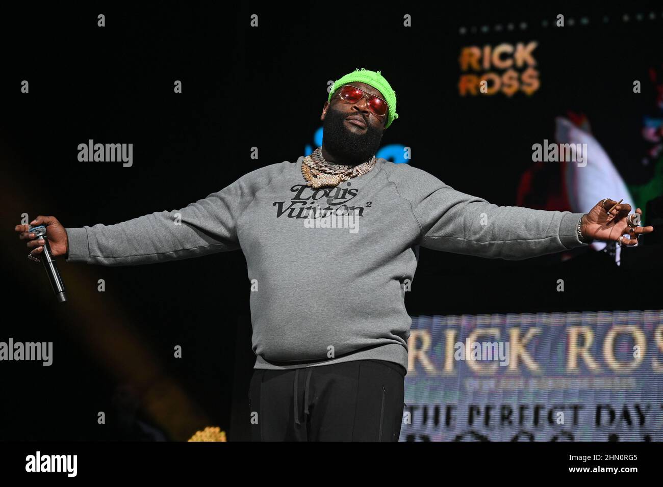 Sunrise FL, USA. 12th Feb, 2022. Rick Ross performs during the Legendz ...