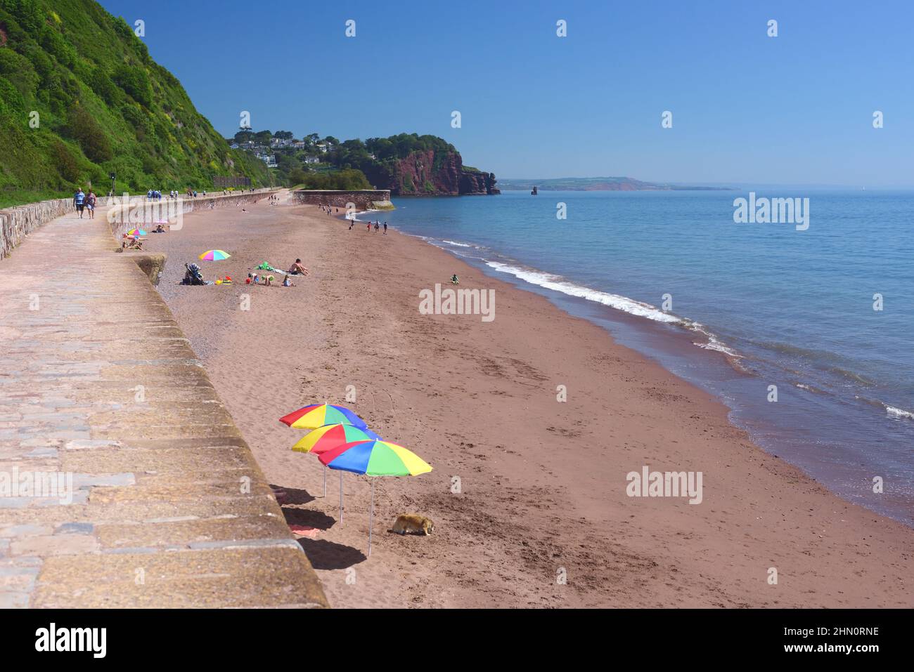 Teignmouth beach and seawall, looking towards Sprey Point and Hole Head ...