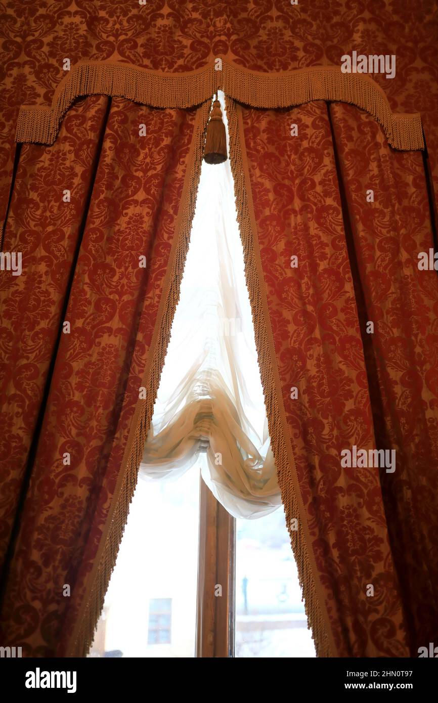 Details of window with curtain in palace Stock Photo - Alamy