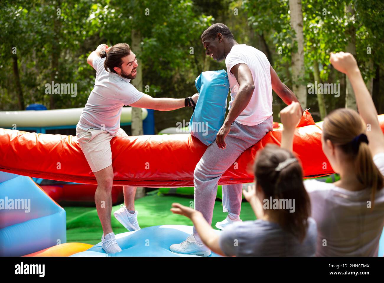 Pillow fight contest hi-res stock photography and images - Alamy