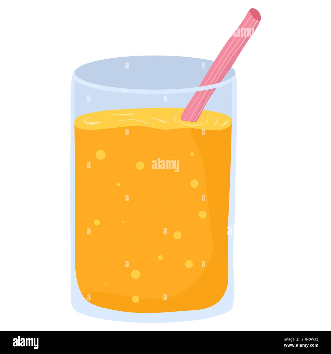 Cartoon illustration with juice in glass. Vector hand drawn graphic ...