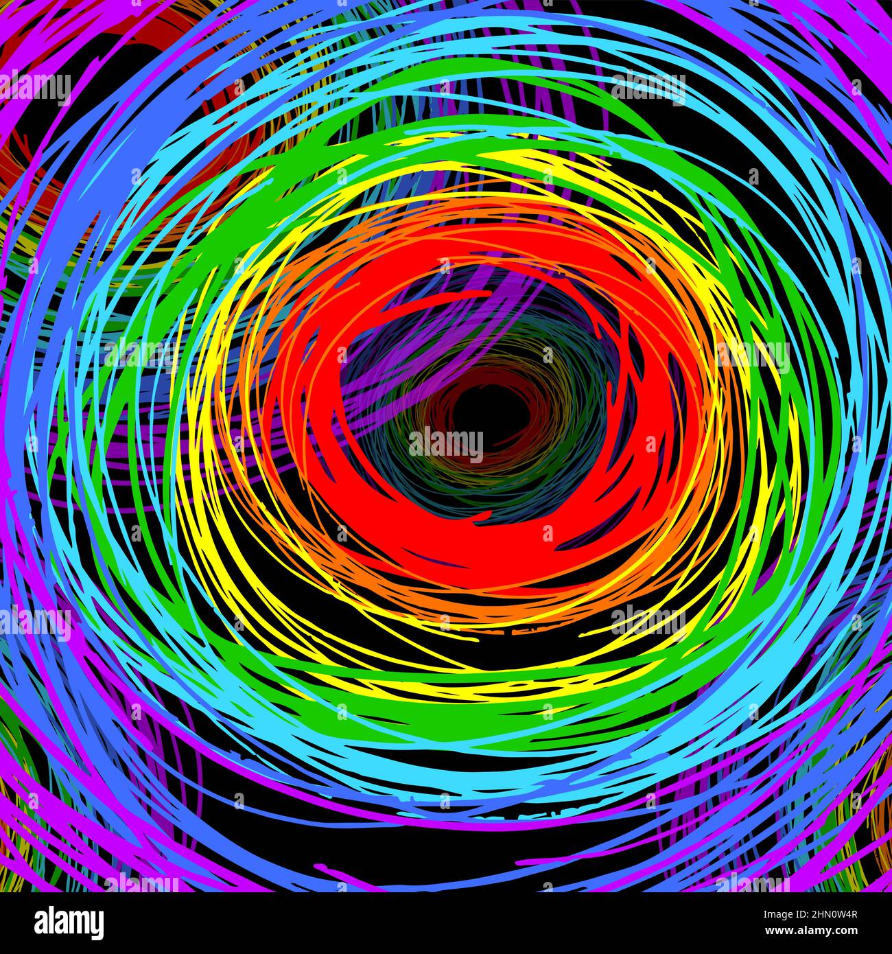 Abstract rainbow background from lines. Pencil circle Handmade. Vector ...