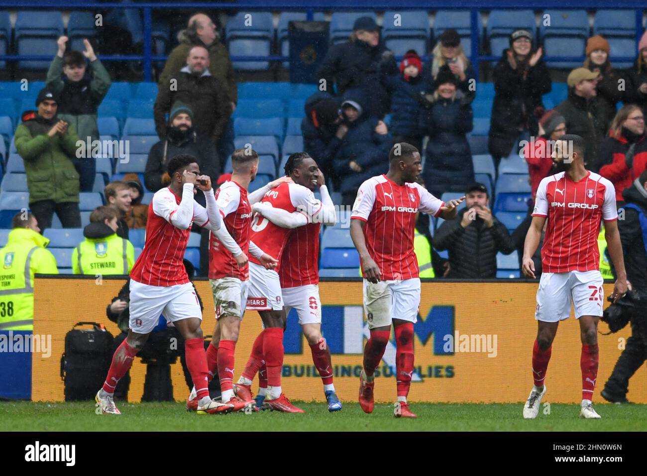 Freddie Ladapo #10 of Rotherham United celebrates scoring a goal with ...