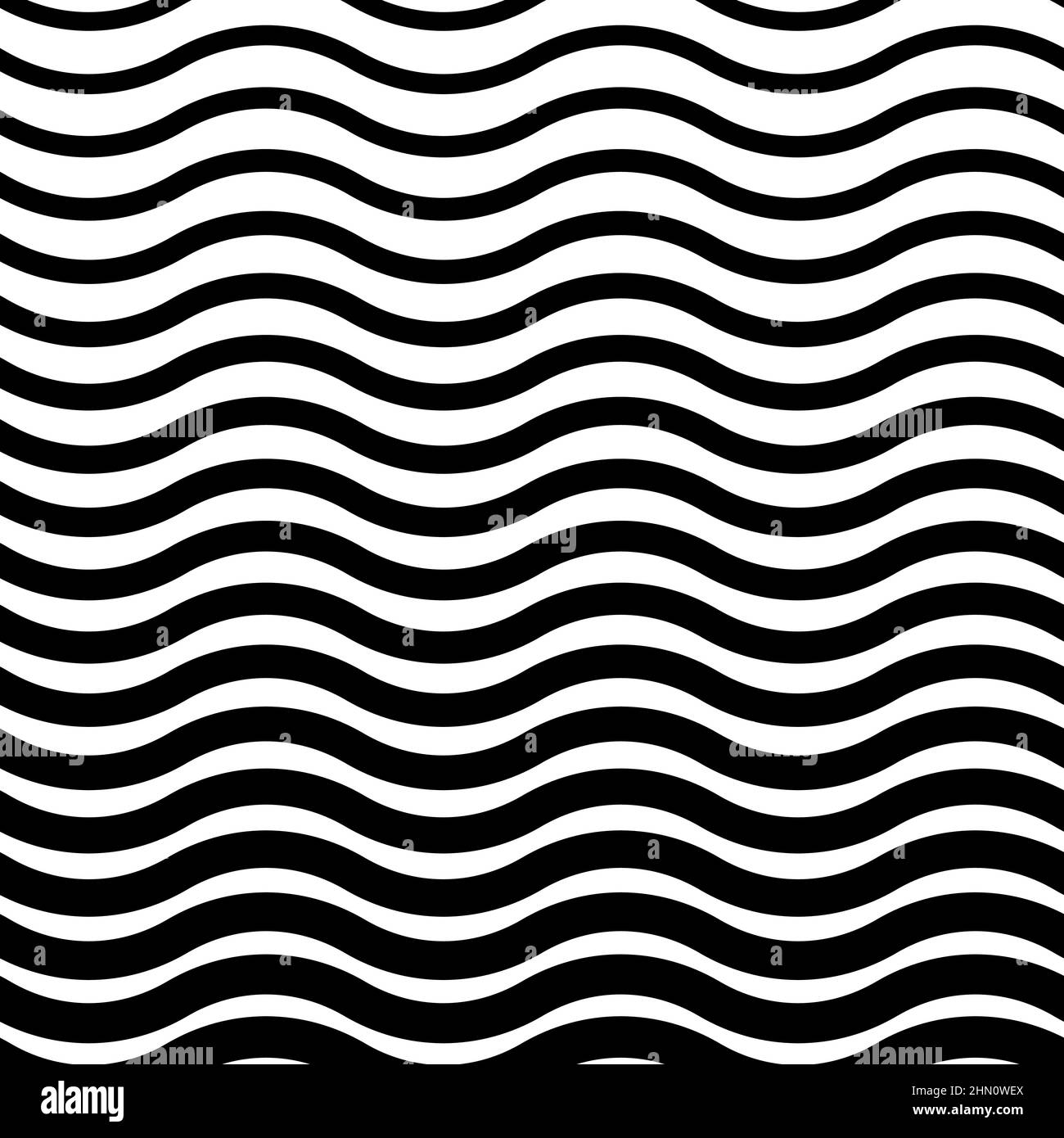 Black and white pattern of wavy horizontal lines in flat style for ...