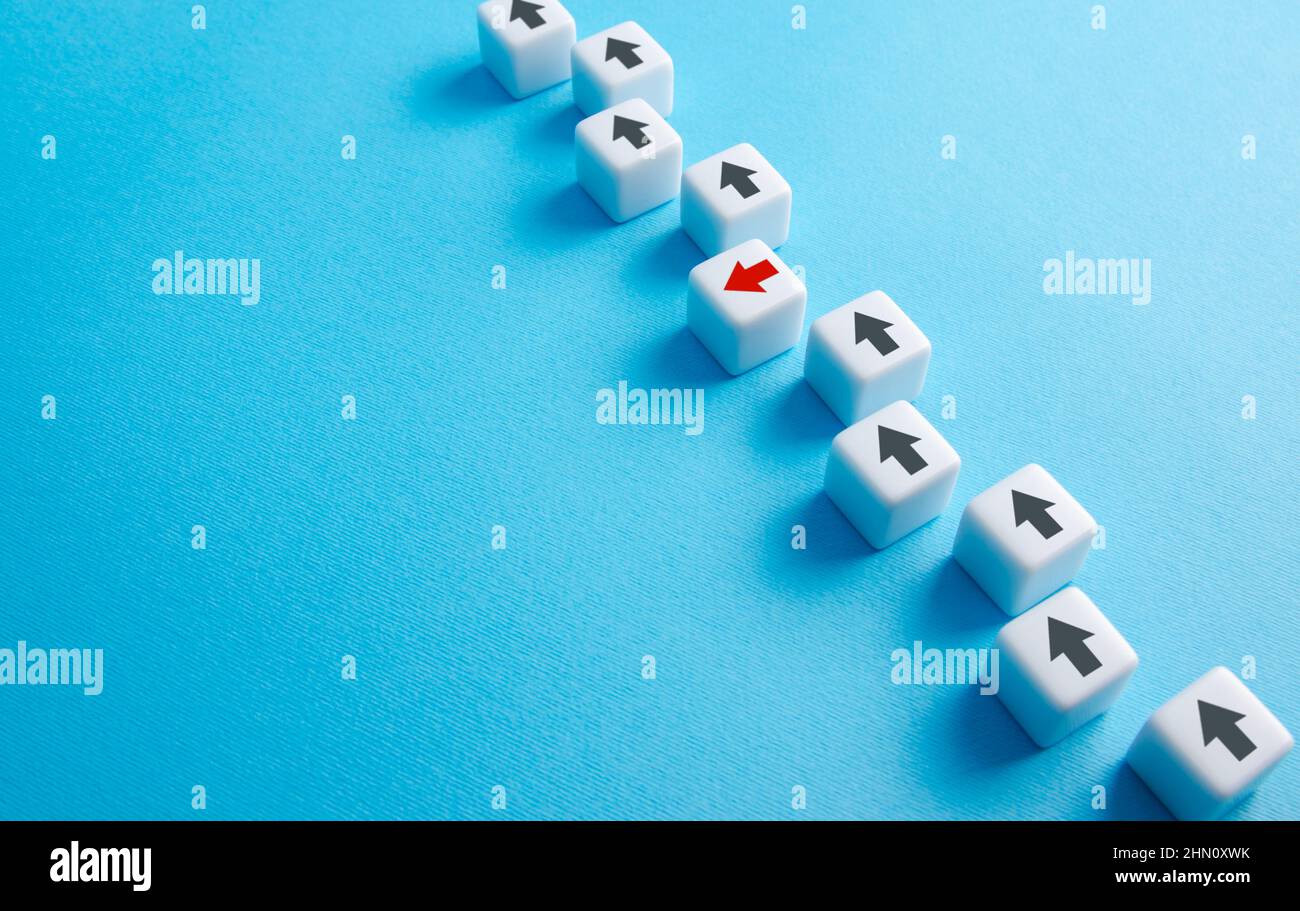 Change direction. Alternative path. Process chain breaking. Thinking ...