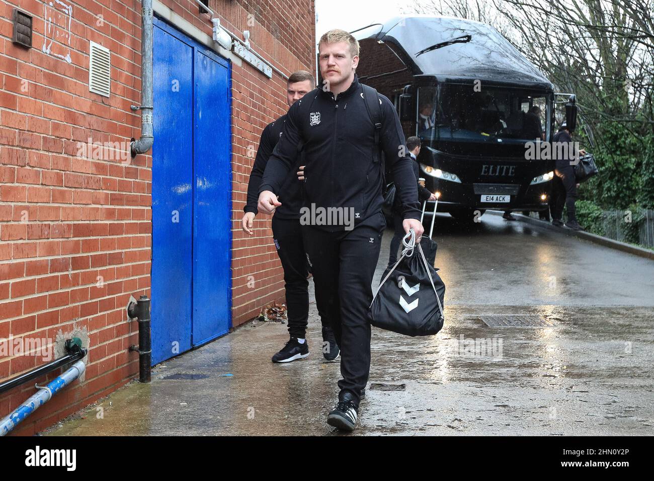 Brad Fash #17 of Hull FC arriving at The Belle Vue Stadium ahead of ...